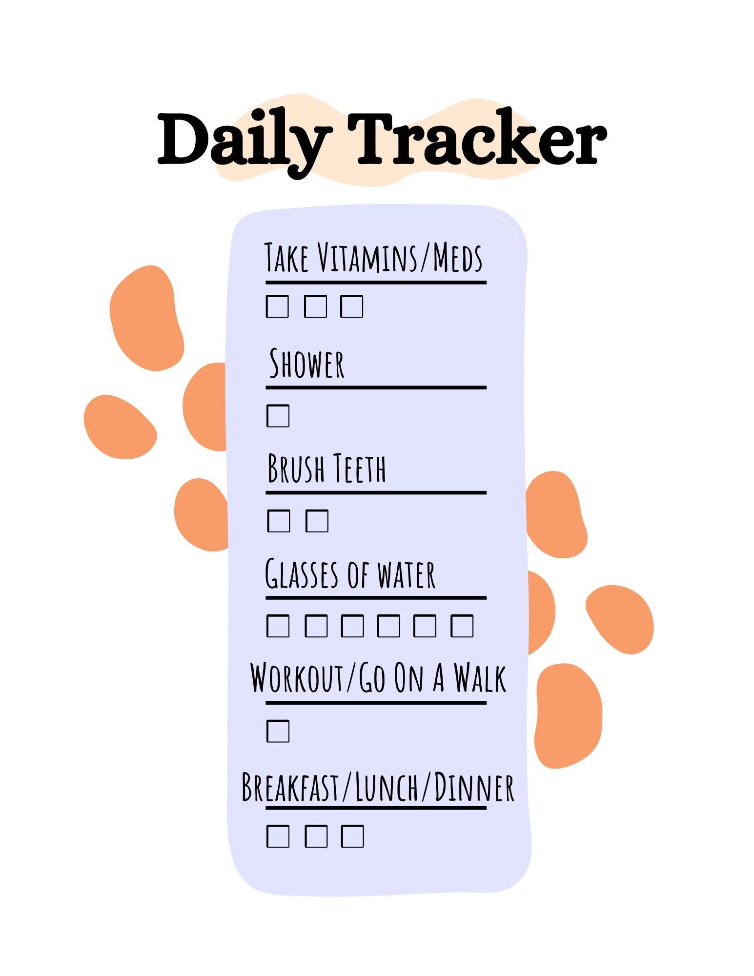 Printable Black Daily Tracker - Etsy