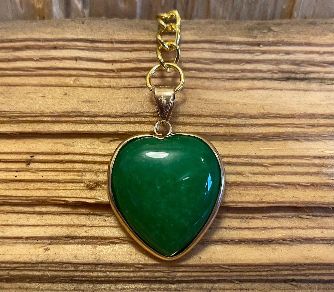 Green Jade Keychain Crystal Heart Key Chain Jade Gemstone Keychain ...