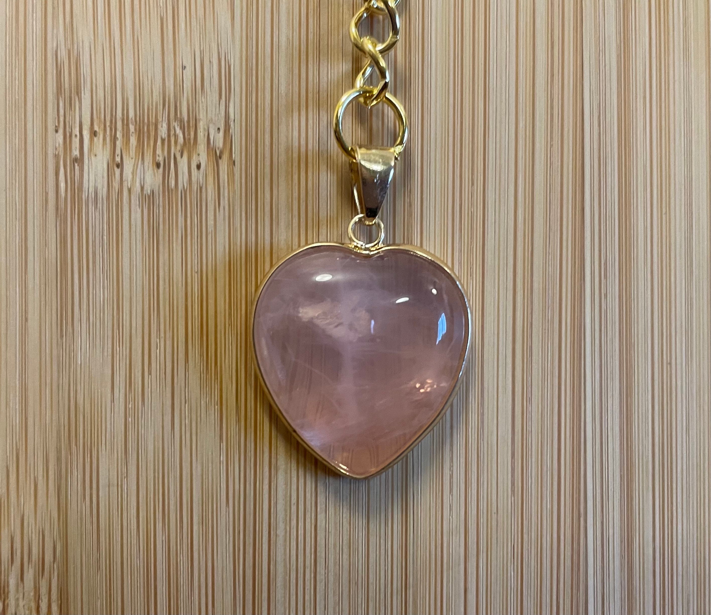 Rose Quartz Keychain Crystal Heart Key Chain Gemstone Keychain Jewelry ...