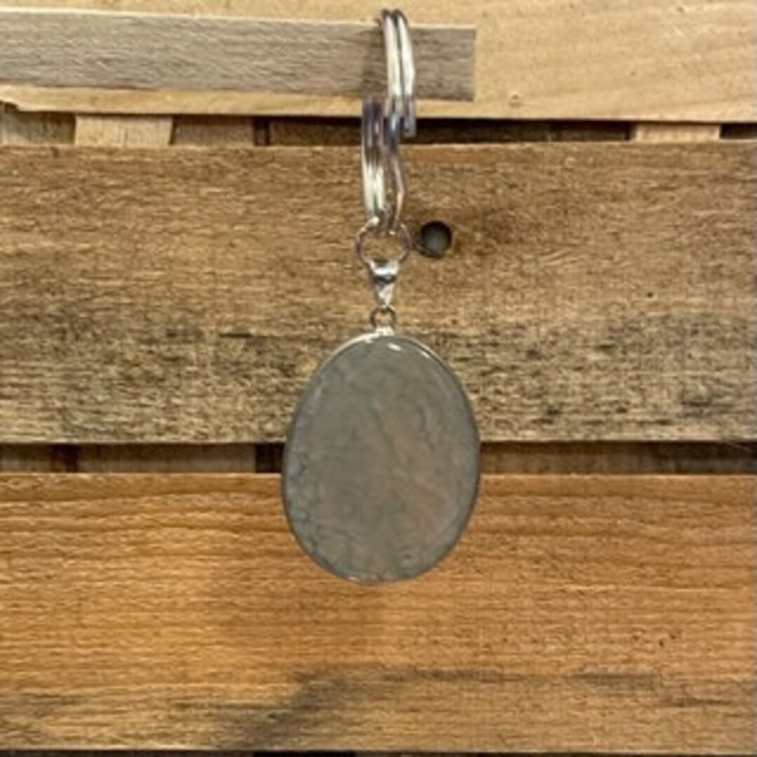 Blue Agate Keychain Crystal Agate Key Chain Blue Gemstone Keychain Blue ...