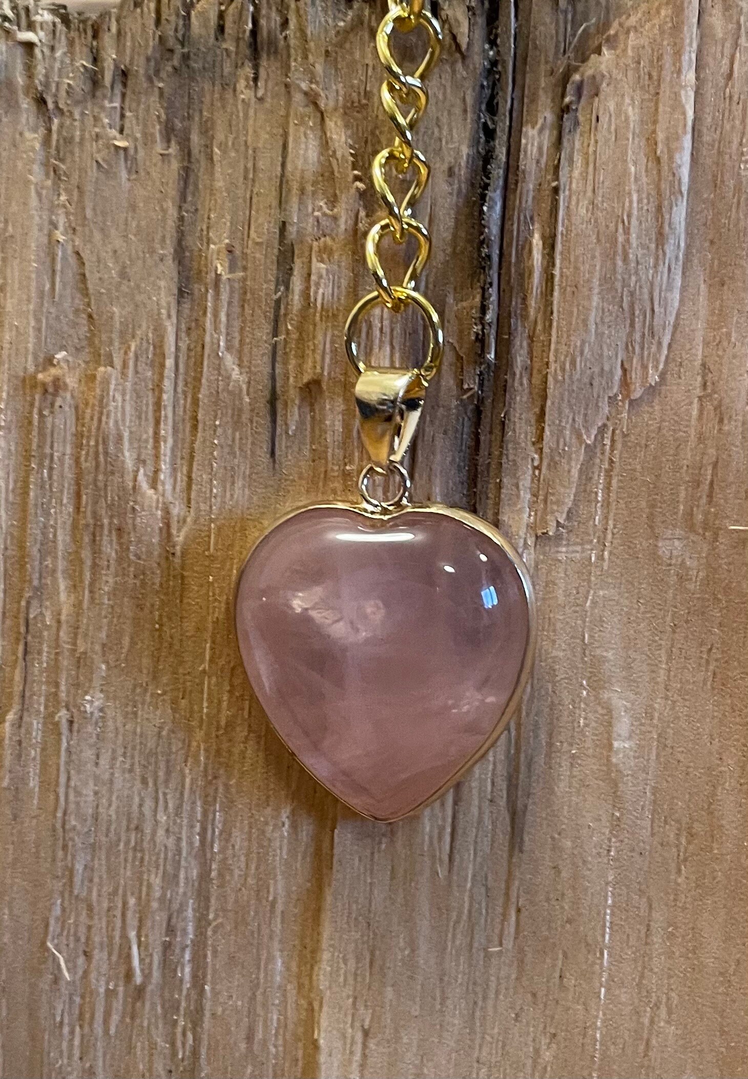 Rose Quartz Keychain Crystal Heart Key Chain Gemstone Keychain Jewelry ...
