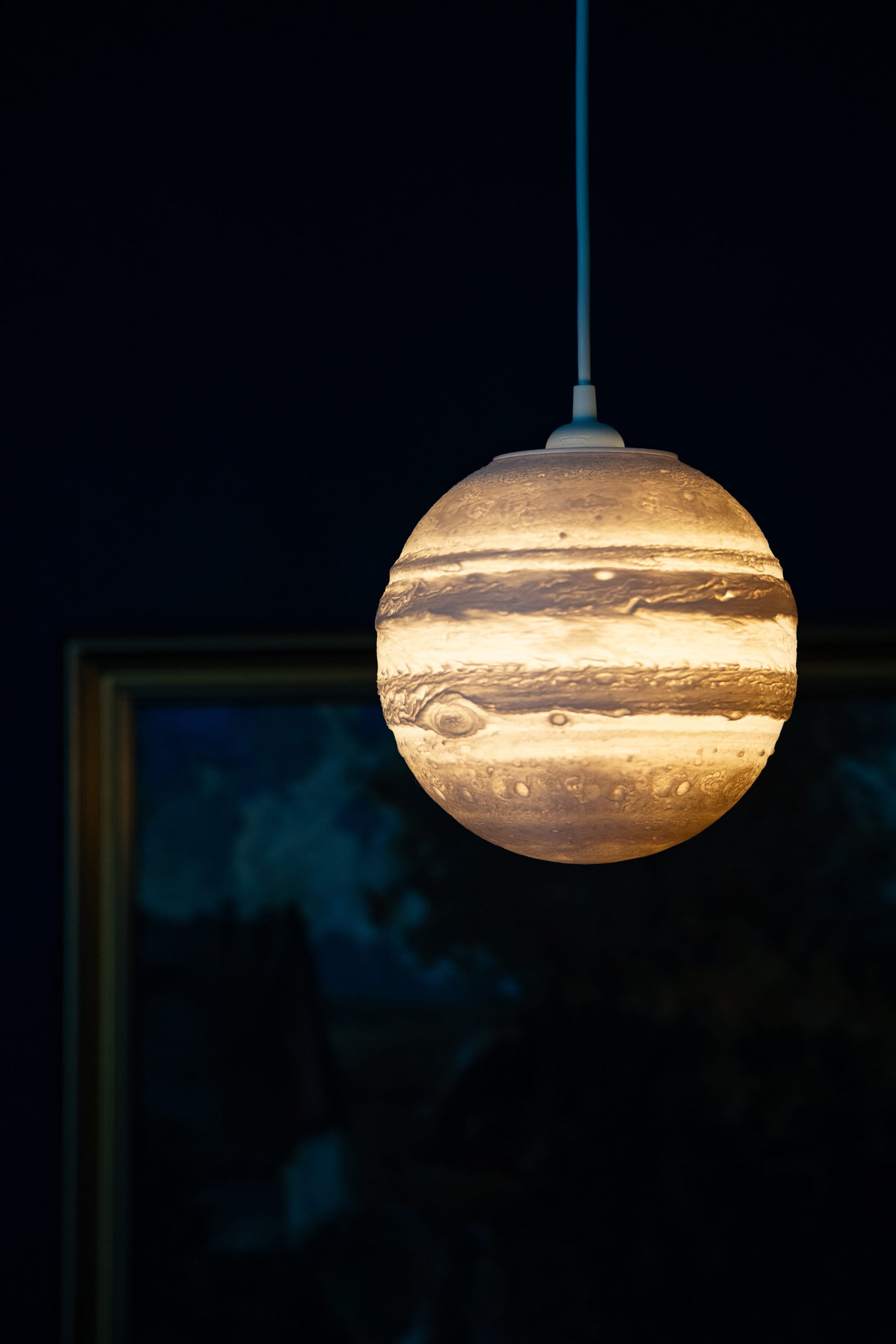 Large 3D Printed Jupiter Hanging Lamp With Realistic Texture -great ...