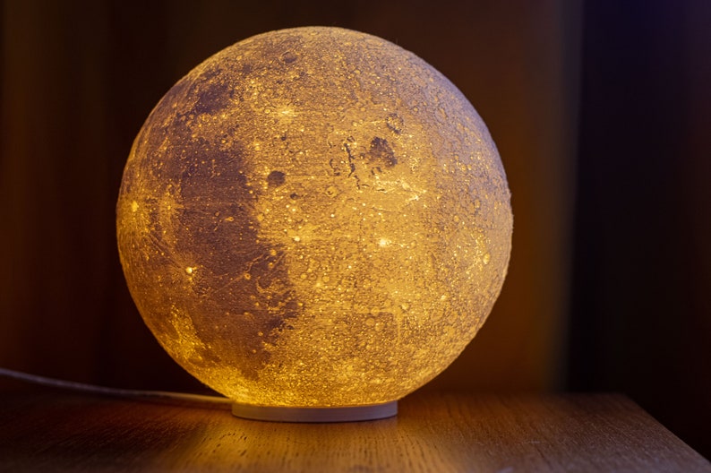 3D Printed Moon Lamp, Adjustable Brightness, USB Powered - Etsy