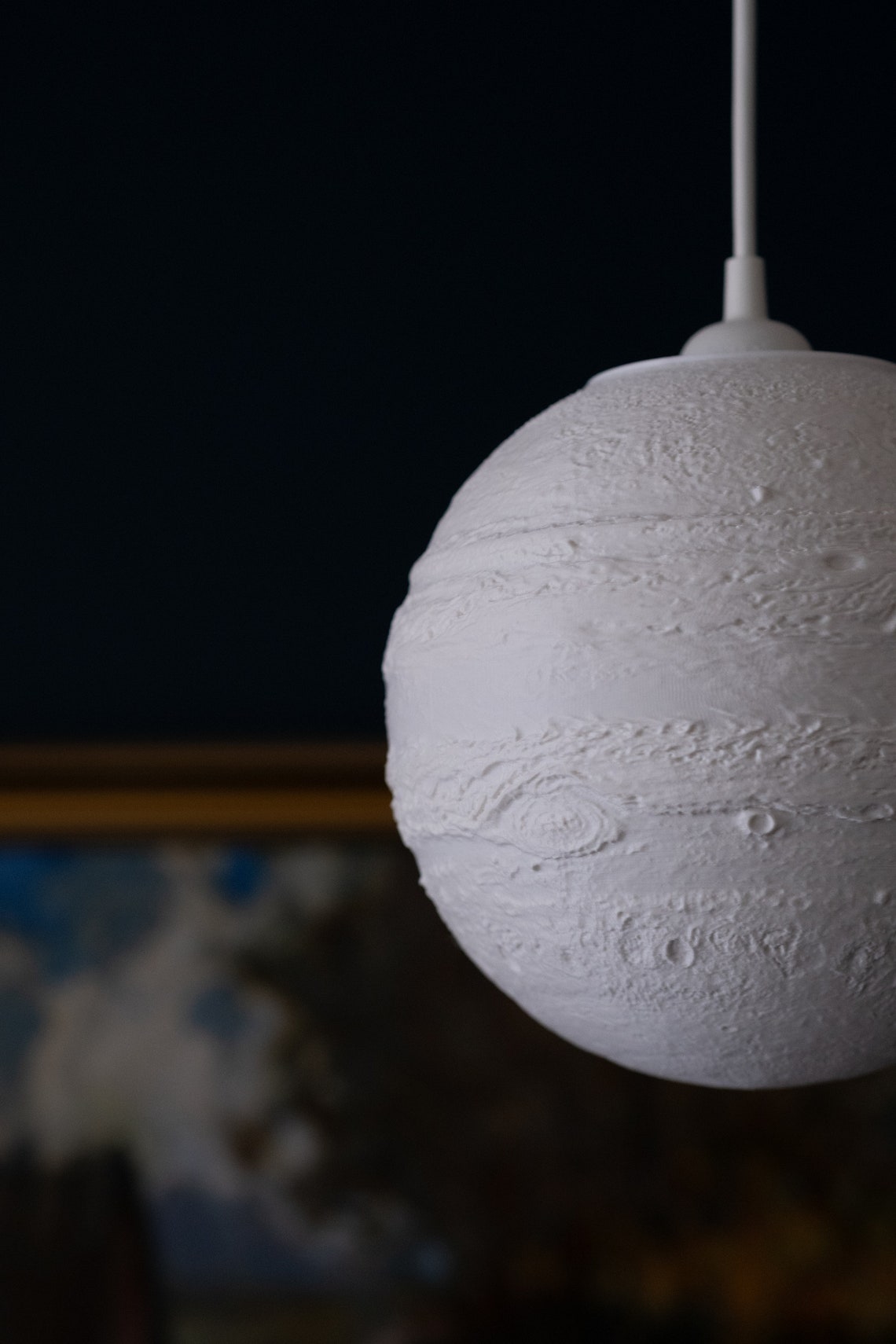Large 3D Printed Jupiter Hanging Lamp With Realistic Texture , Space ...
