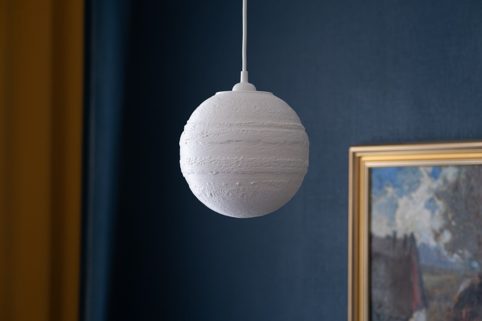 Large 3D Printed Jupiter Hanging Lamp With Realistic Texture , Space ...