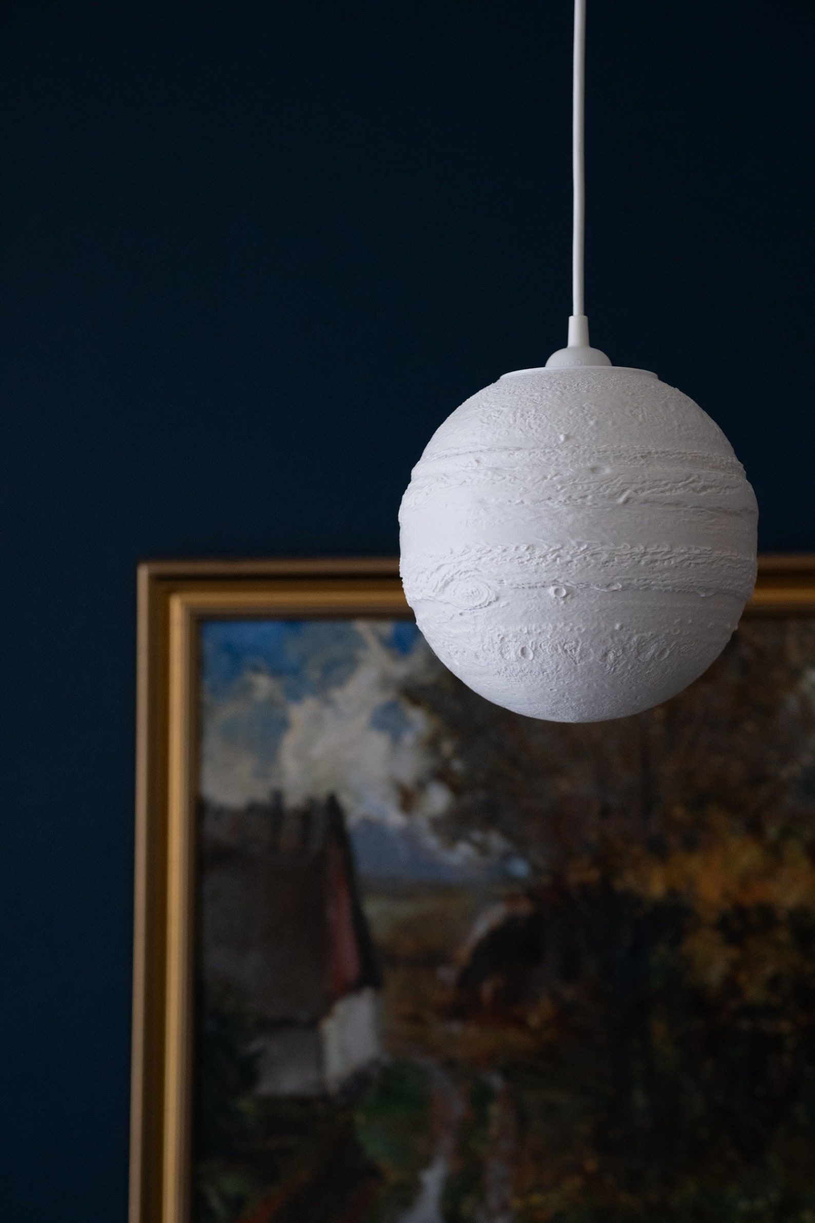 Large 3D Printed Jupiter Hanging Lamp With Realistic Texture , Space ...