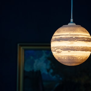 Large 3D Printed Jupiter Hanging Lamp With Realistic Texture -great ...