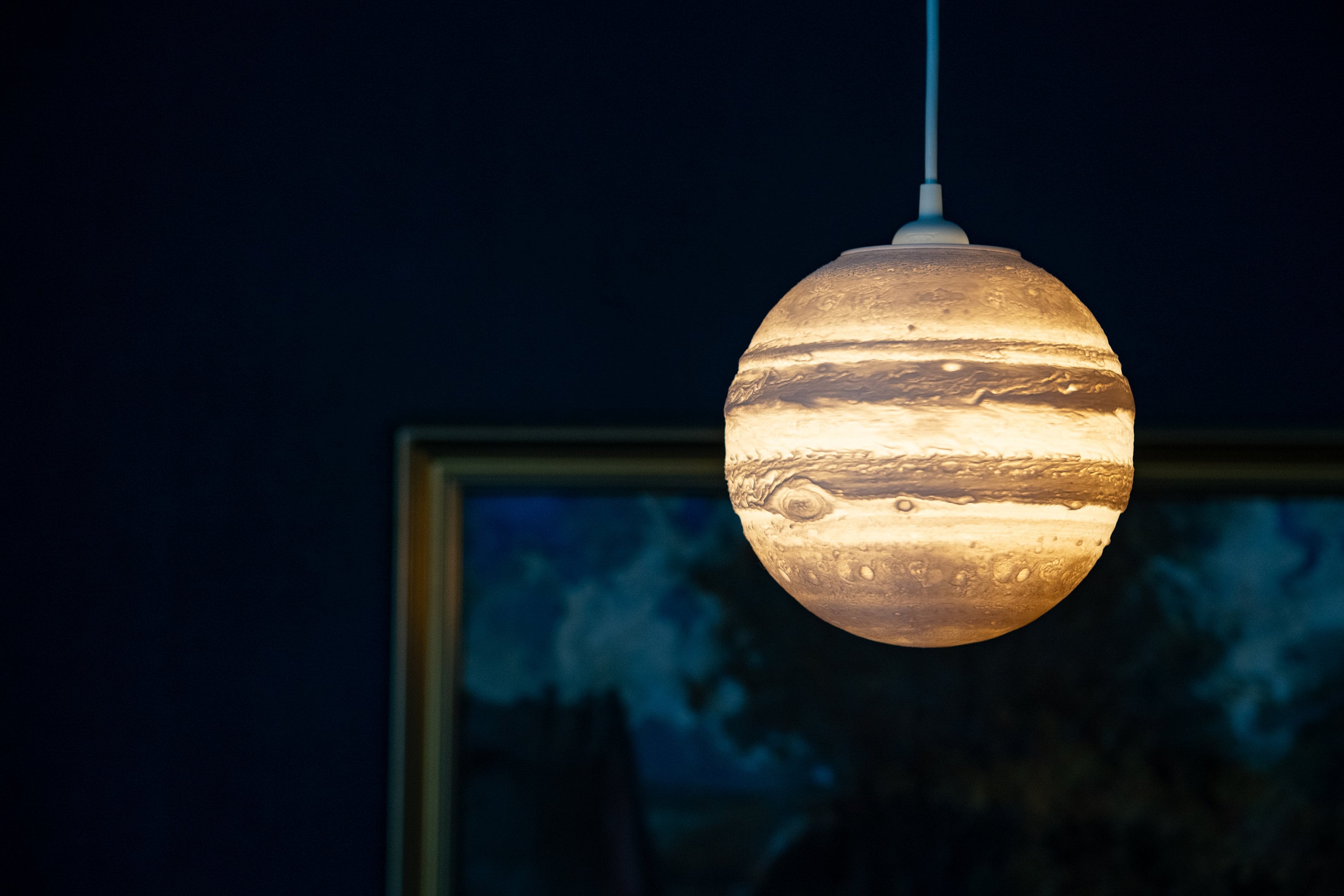 Large 3D Printed Jupiter Hanging Lamp With Realistic Texture -great ...