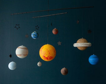 Solar System Hanging Model With Stars Sun and Planets Mobile - Etsy