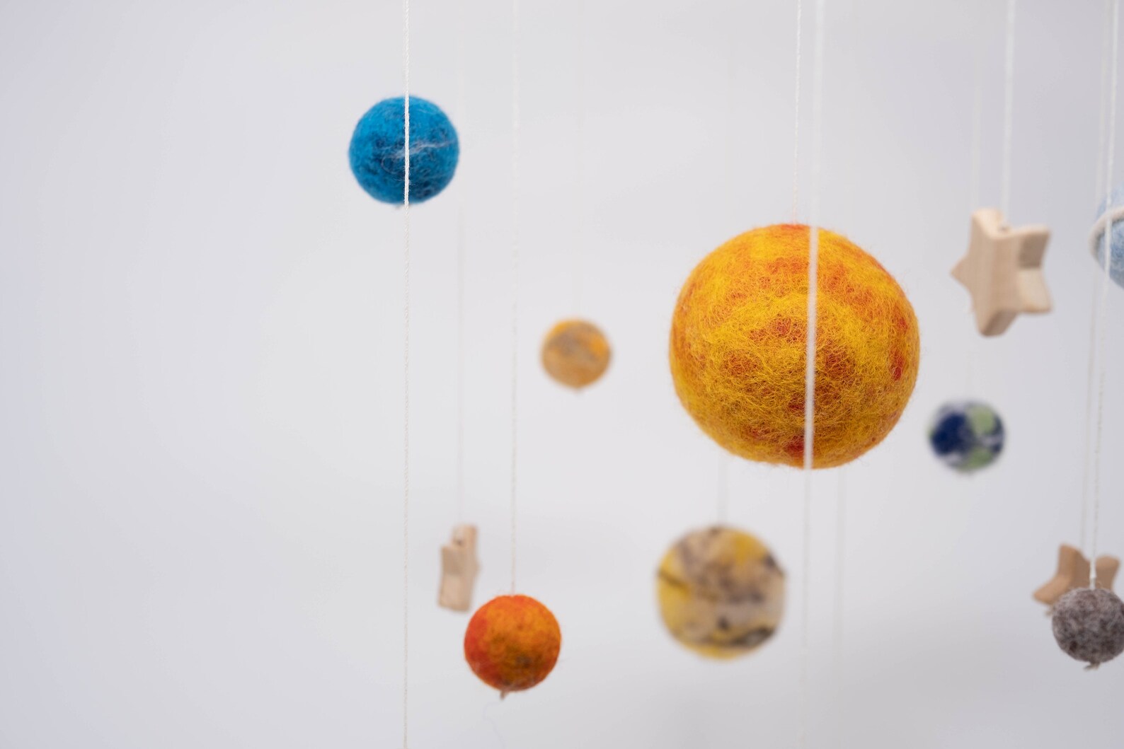 Needle Felted 100% Wool Solar System Mobile, Sun and Planets Hanging ...