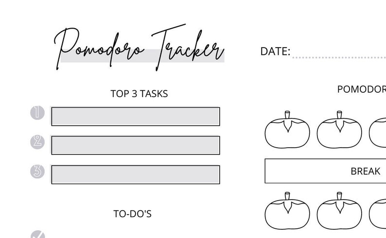 Pomodoro Tracker - Digital Download - With Space for Brain Dumps - ADHD ...