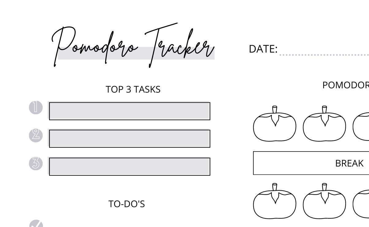 Pomodoro Tracker - Digital Download - With Space for Brain Dumps - ADHD ...