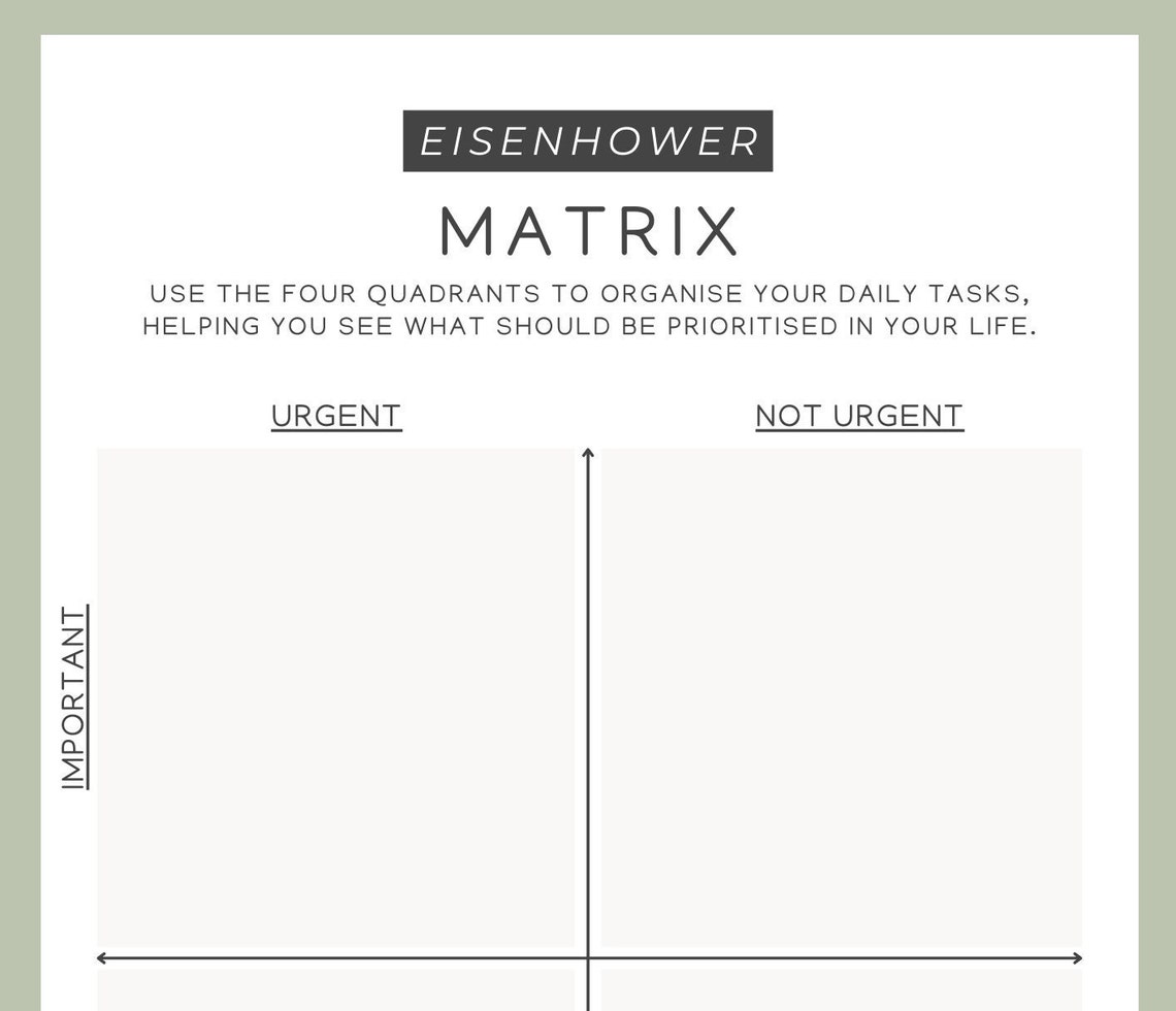 Eisenhower Matrix Worksheet - Productivity Matrix Worksheet - Digital ...