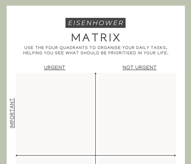 Eisenhower Matrix Worksheet - Productivity Matrix Worksheet - Digital ...