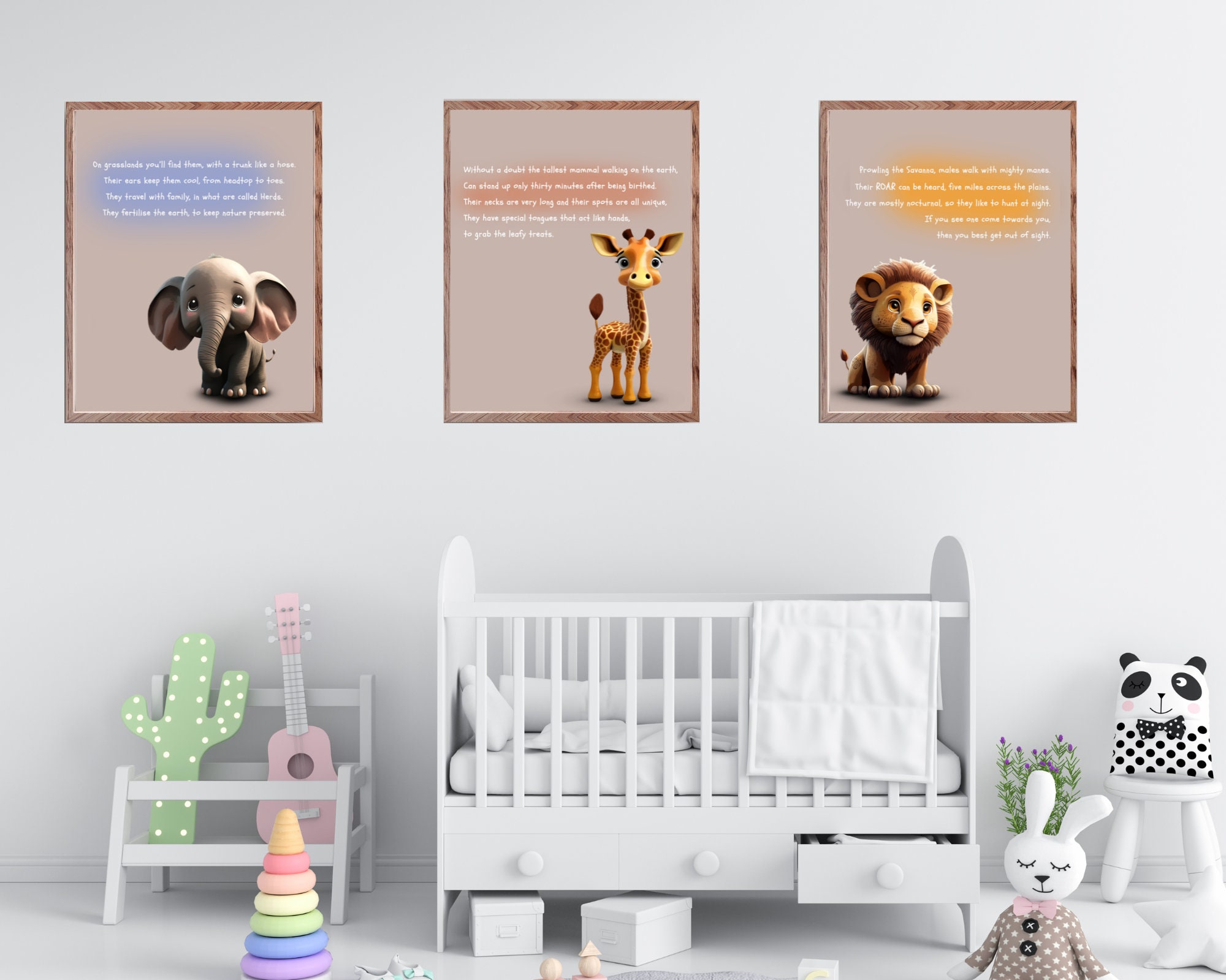 Cute Animal Prints Digital Download Set Safari Animal Riddle Nursery ...
