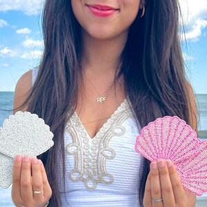 Beaded Coaster- Pink Shell Set of 4 | Christmas Gift, Coastal Table ...