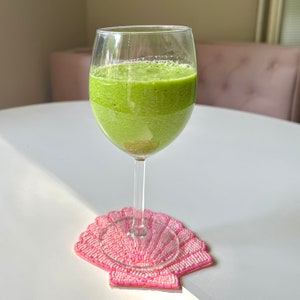 Beaded Coaster- Pink Shell Set of 4 | Christmas Gift, Coastal Table ...