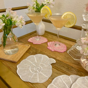 Beaded Coaster- Pink Shell Set of 4 | Christmas Gift, Coastal Table ...