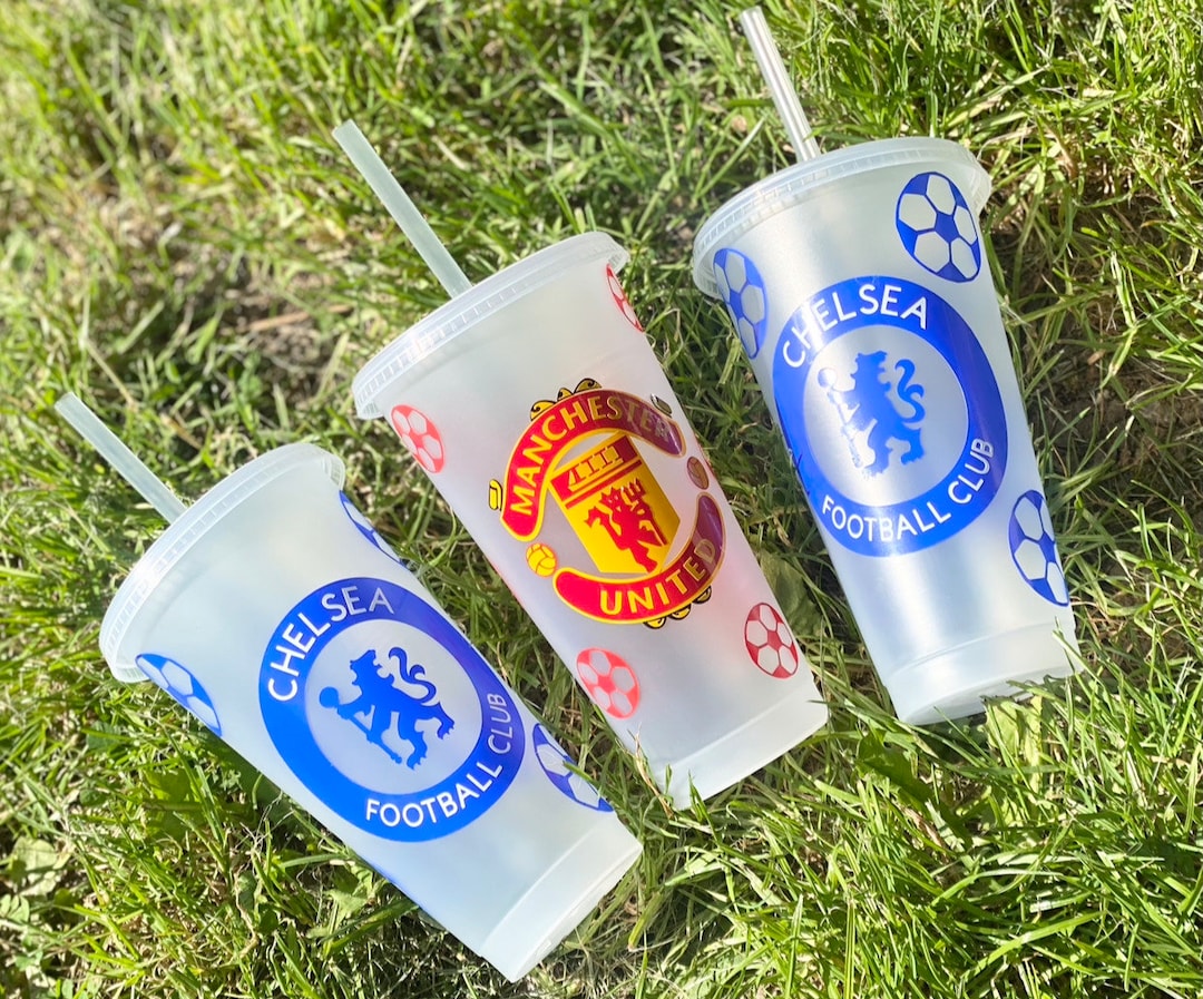 Football Cold Cup Personalised Football Reusable Cup With Lid and Straw ...