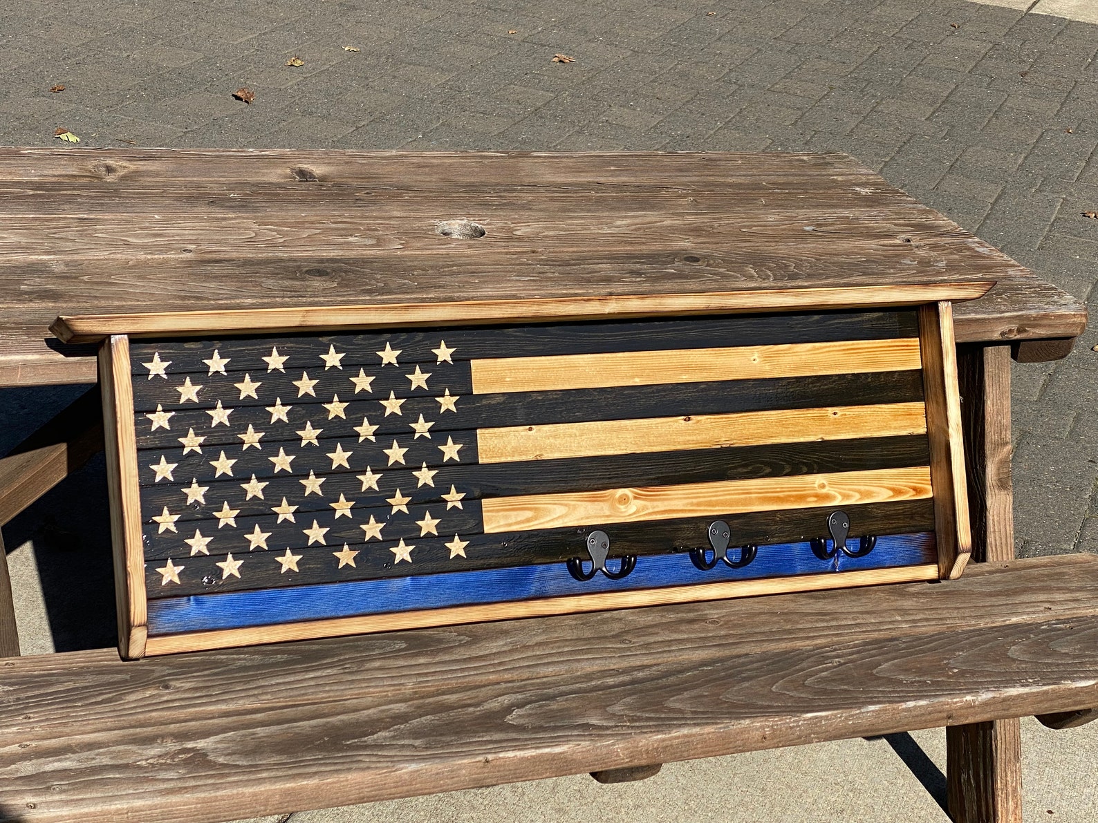 Blue-line American Flag Hanger - Etsy
