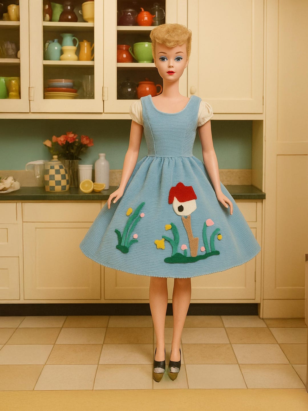 Barbie “friday Night Date” # 979 Blue Corduroy Jumper & White ...