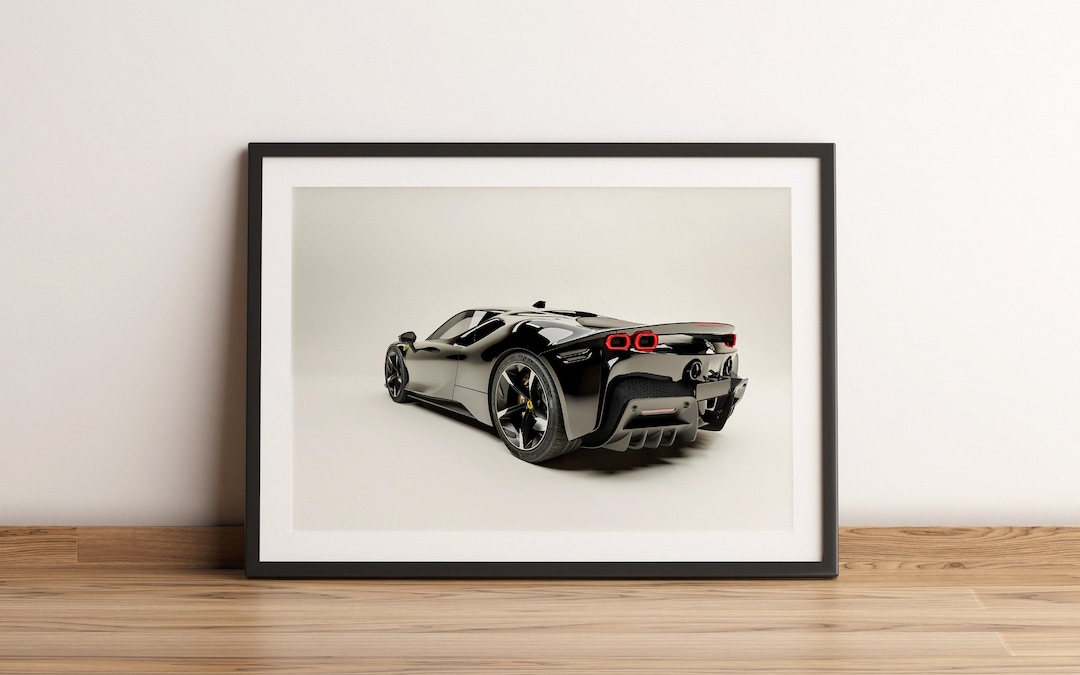 Ferrari SF90 Stradale Poster Print Rear View Studio, Black Nero - Etsy