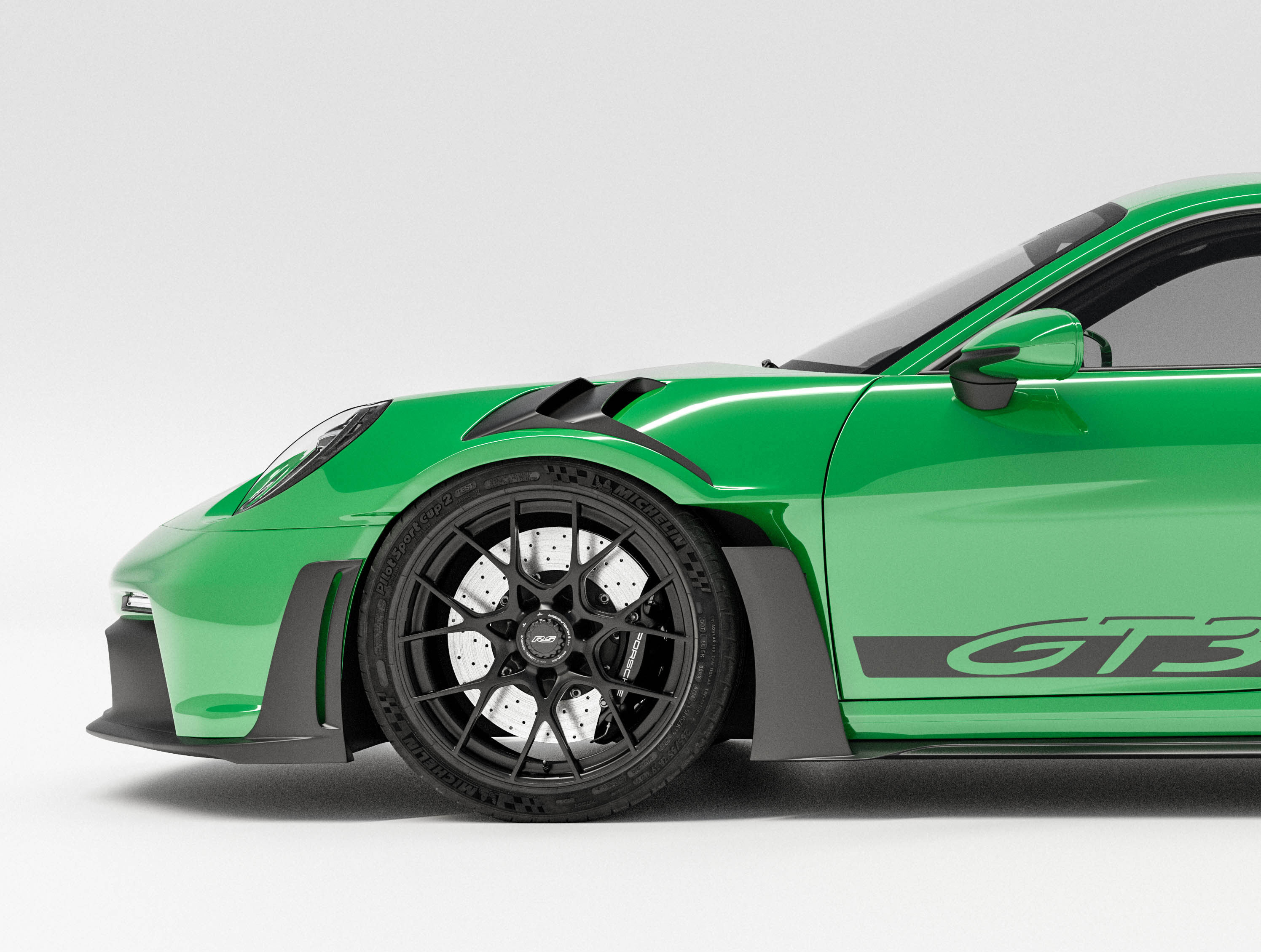 Porsche 911 (992) GT3 RS Poster Print Studio Side View, Python Green ...