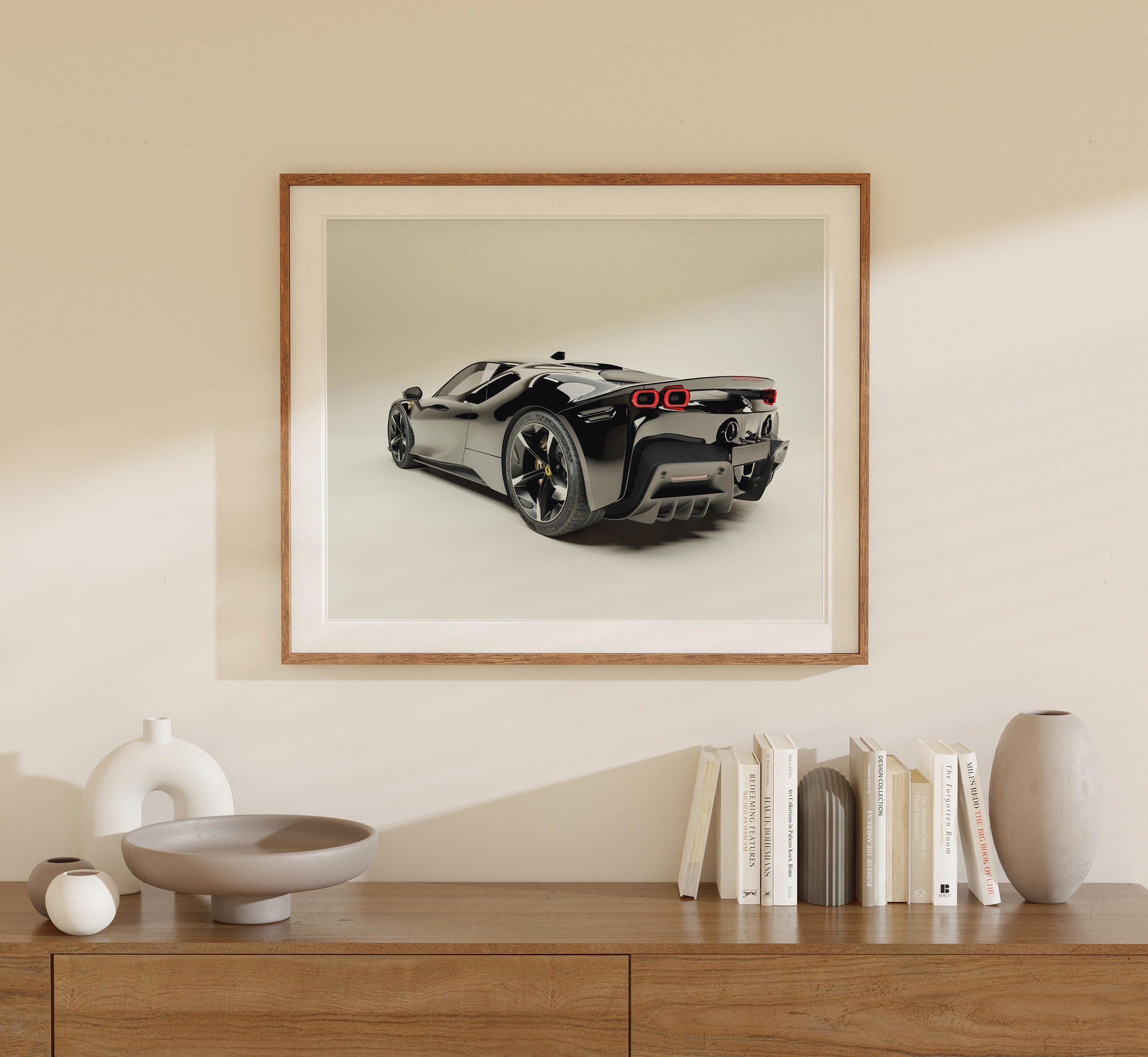 Ferrari SF90 Stradale Poster Print Rear View Studio, Black Nero - Etsy