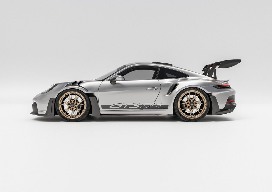 Porsche 911 (992) GT3 RS Poster Print / Studio Side View / GT Silver ...