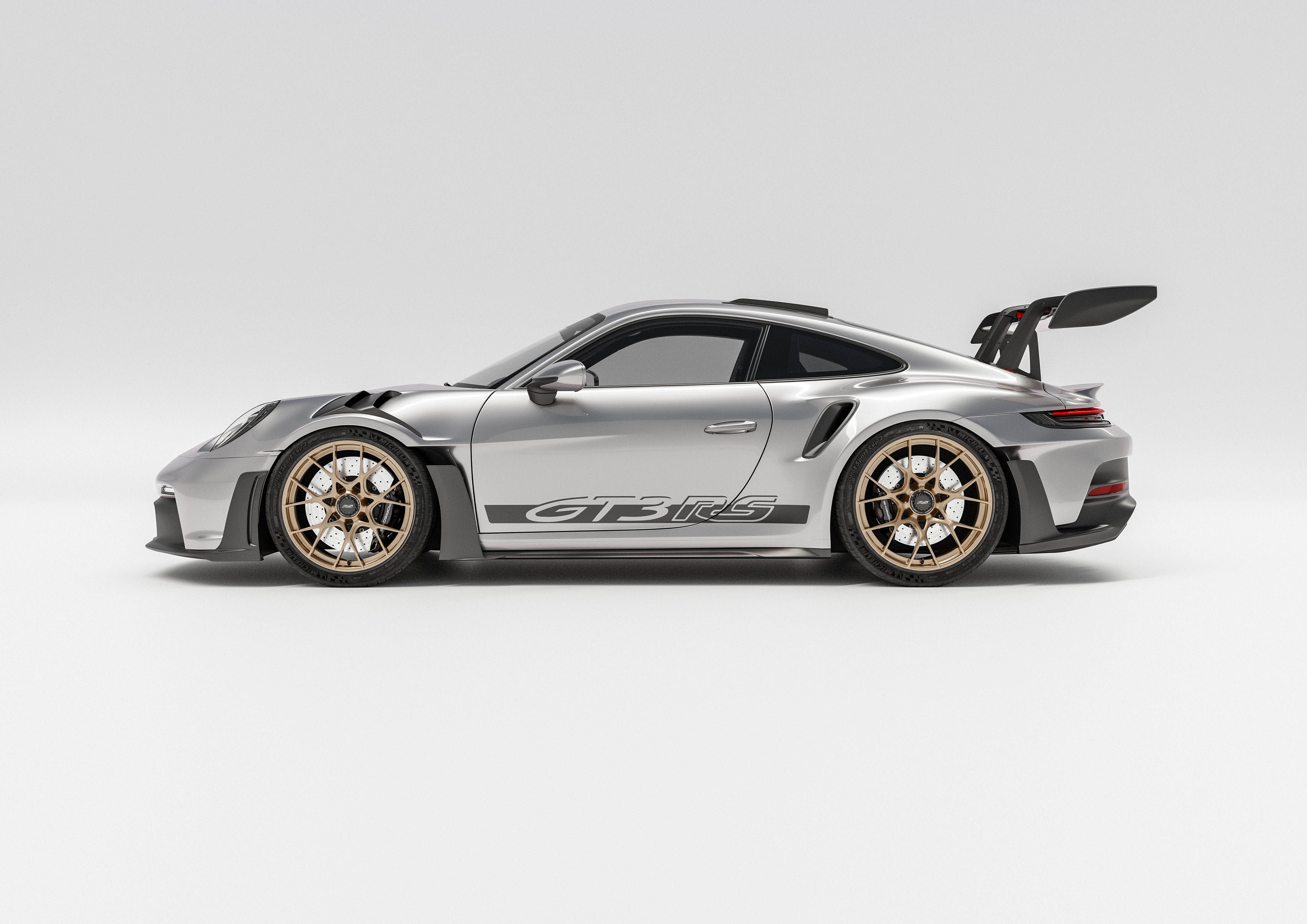 Porsche 911 (992) GT3 RS Poster Print / Studio Side View / GT Silver ...