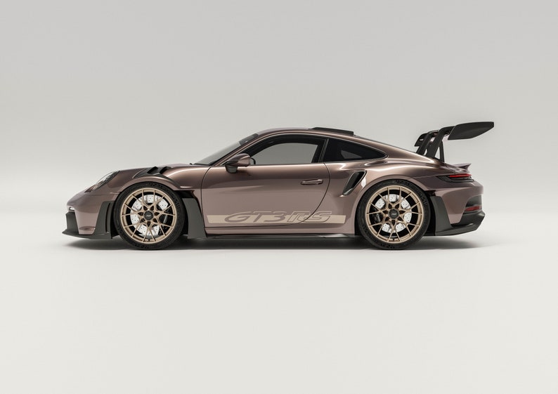 Porsche 911 (992) GT3 RS Poster Print Studio Side View, Copper Brown ...