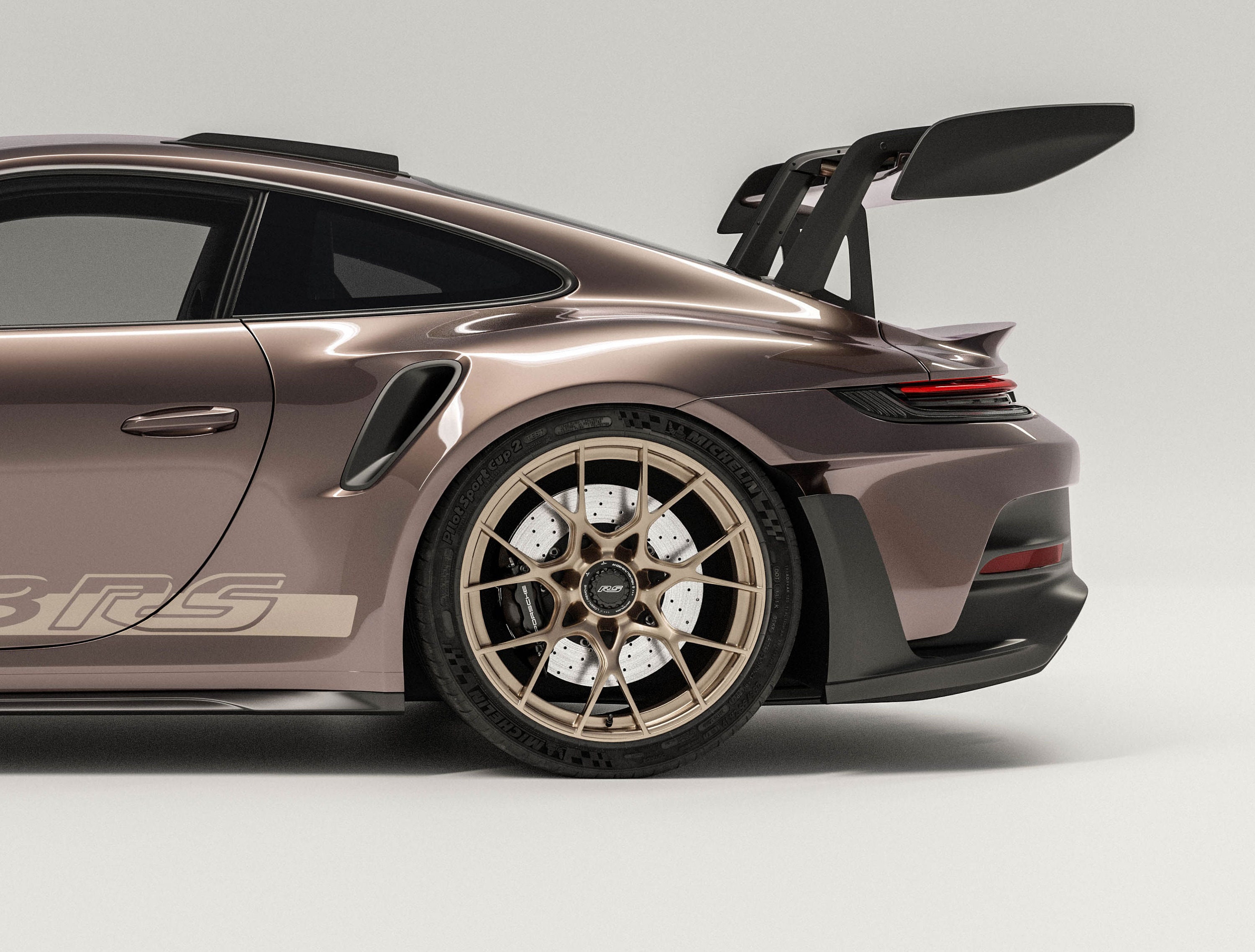 Porsche 911 (992) GT3 RS Poster Print Studio Side View, Copper Brown ...