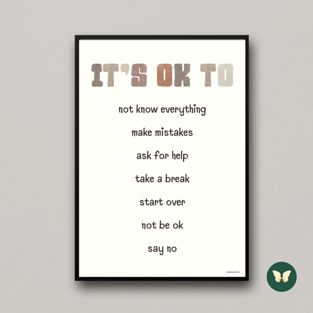It's Ok to Make Mistakes Poster, Aesthetic Classroom Decor, Counselling ...