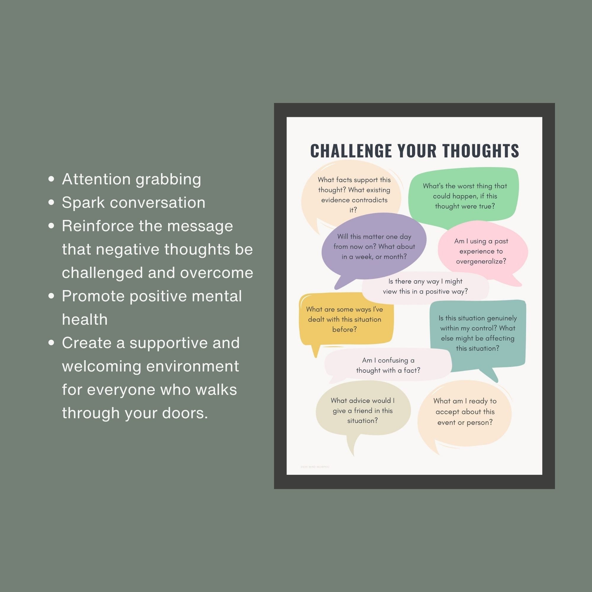 Challenge Negative Thoughts Poster, Cognitive Distortions, Counselling ...