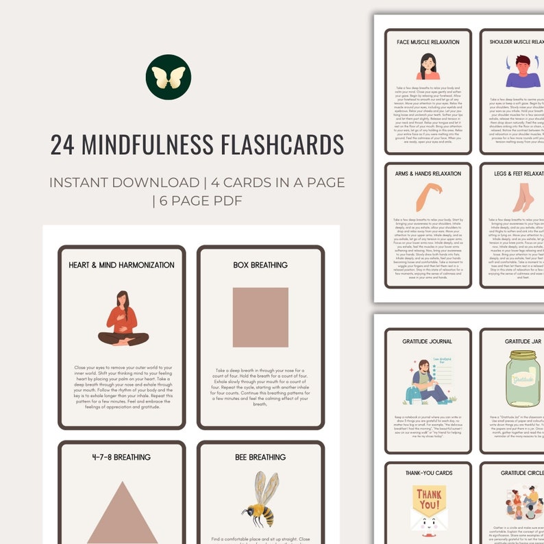 Mindfulness Flashcards for Children, Classroom Activities, Therapist ...