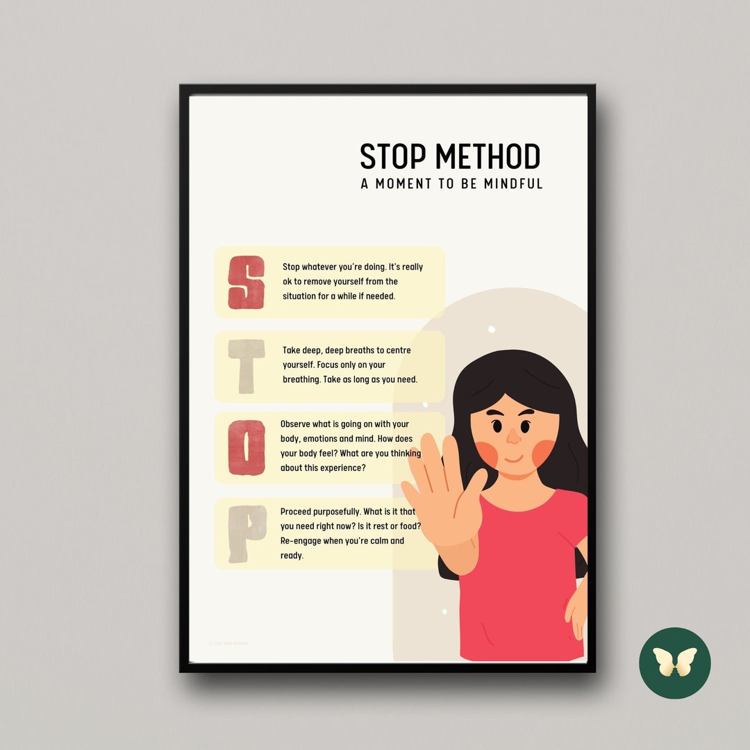 STOP Technique, Stress and Anxiety Relief, Mental Health Poster ...