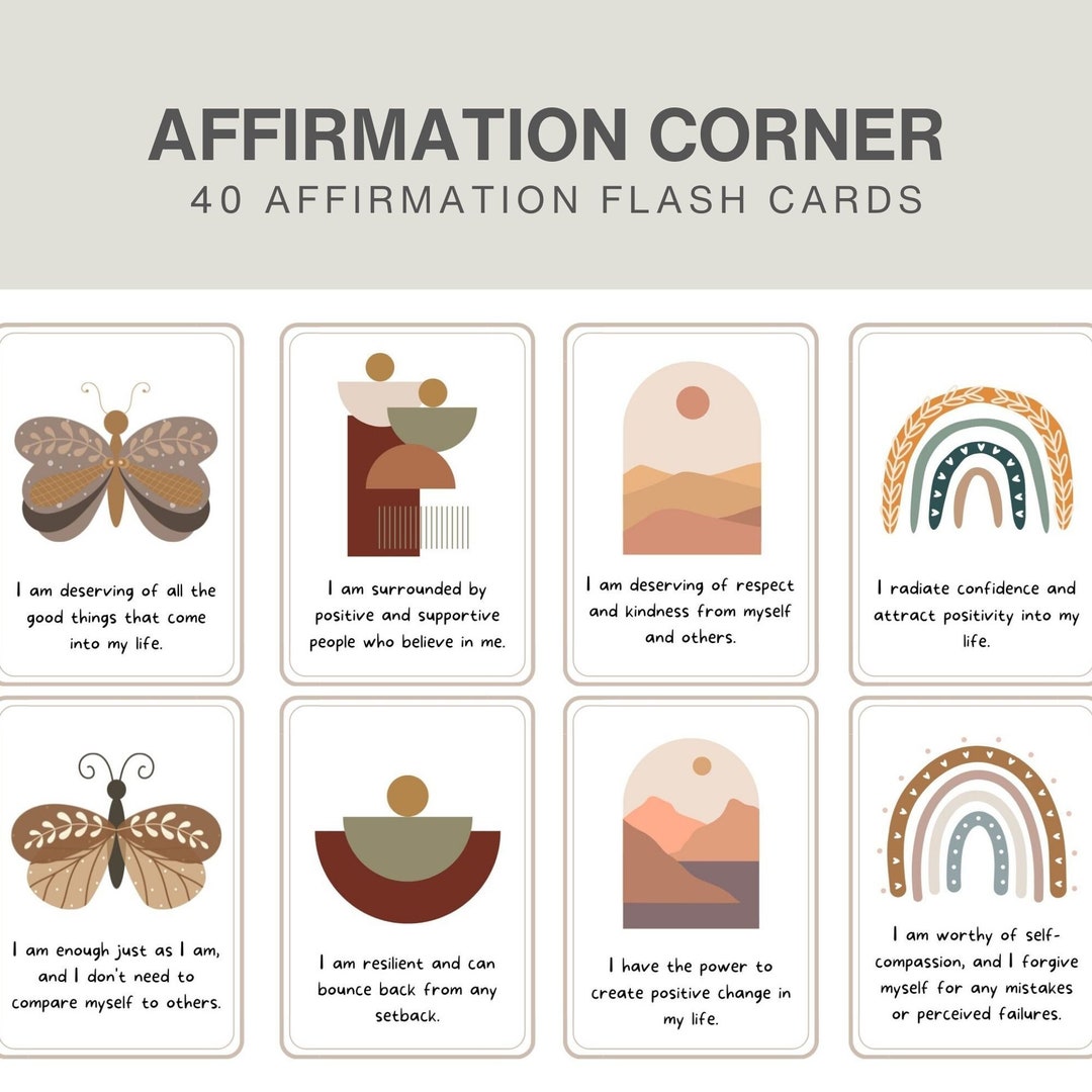 Affirmation Flashcards, Positive Quote Flash Cards, Affirmations Cards ...