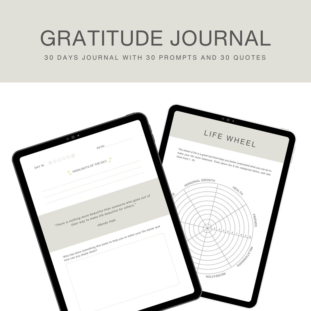 30-day Gratitude Journal With Prompts, 5 Minute Journal, Night-time ...