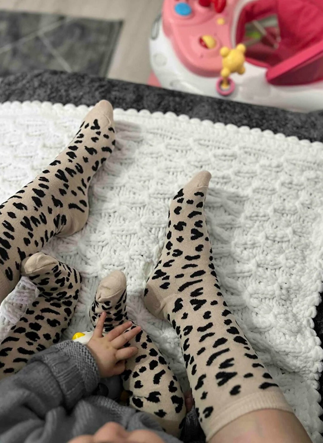 LEOPARD FAMILY SOCKS, Mom Dad Baby Matching Socks, Lion Pattern Dad Son ...