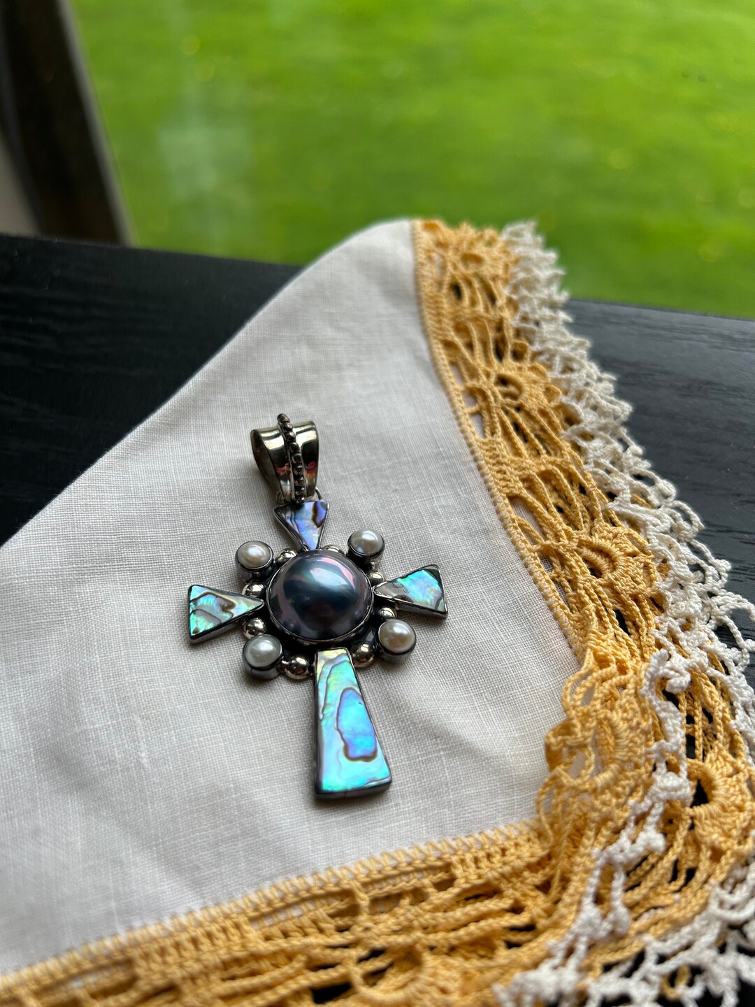 Sterling Silver Black Mabe Pearl Cultured Freshwater Pearls Abalone ...