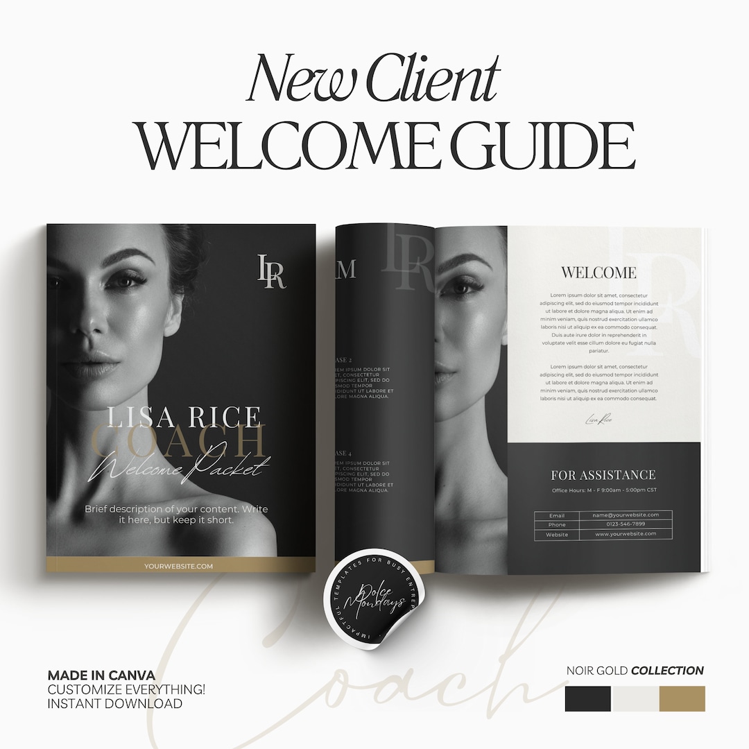Coach New Client Welcome Packet Canva Template Onboarding Guide Luxury ...