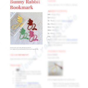 Crochet PATTERN - Bunny Rabbit Bookmark - Detailed Photos - Etsy