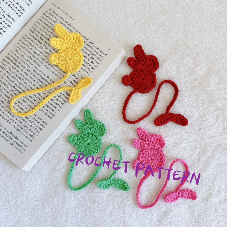 Crochet Pattern Bunny Rabbit Bookmark Detailed Photos - Etsy