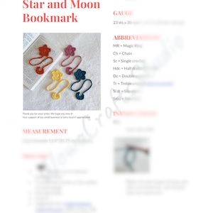 Crochet PATTERN - Star and Moon Bookmark - Easy With Detailed Photos ...