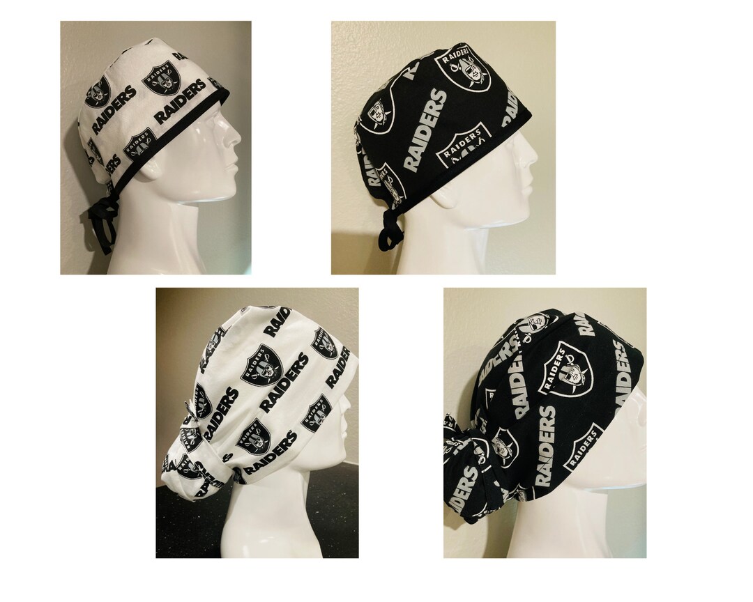 Raiders Football, Scrub Cap, Skullcap, Surgical Hat, Bun Cap for Long ...