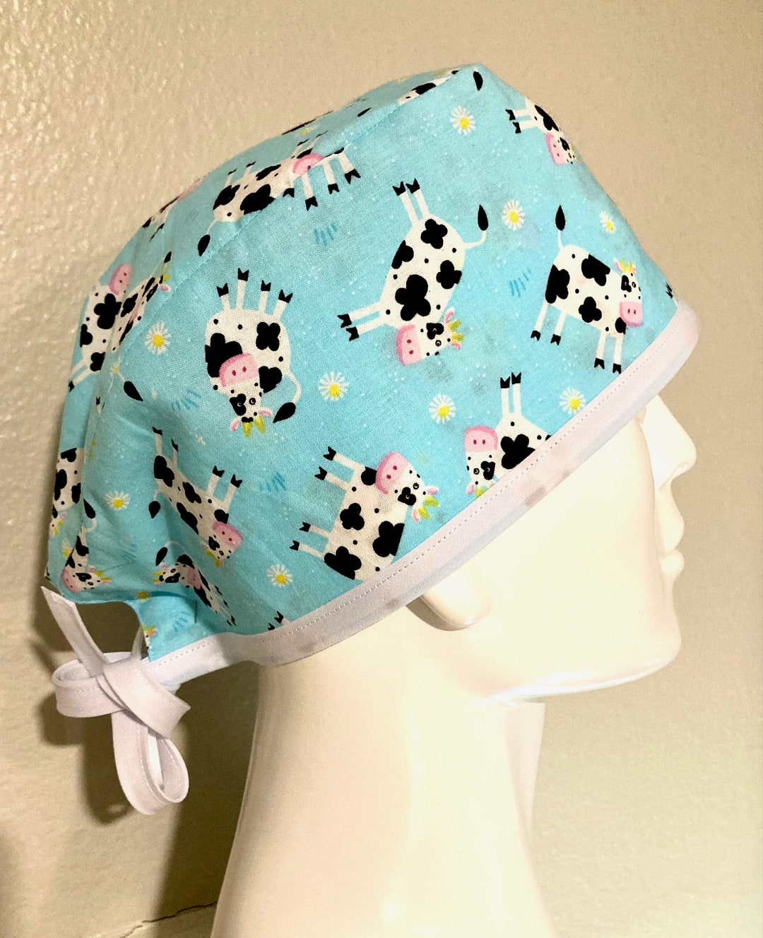 Surgical Hat, Skullcap, Scrub Cap Long Hair Bun, Blue, Green, Cows - Etsy