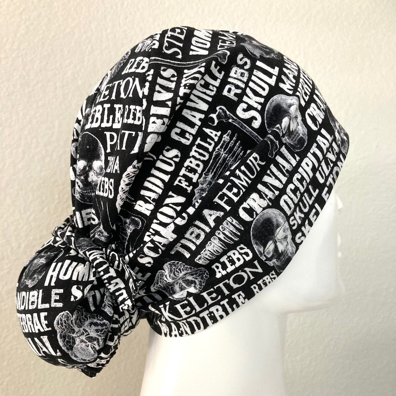 Skeleton, Bones, Orthopedic, Scrub Cap, Bun Cap Surgical Hat, Skullcap ...