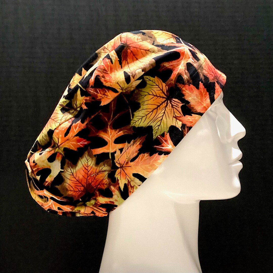 Fall Autumn Leaves, Skullcap, Bun Cap, Surgical Scrubs, Hair Coverings ...