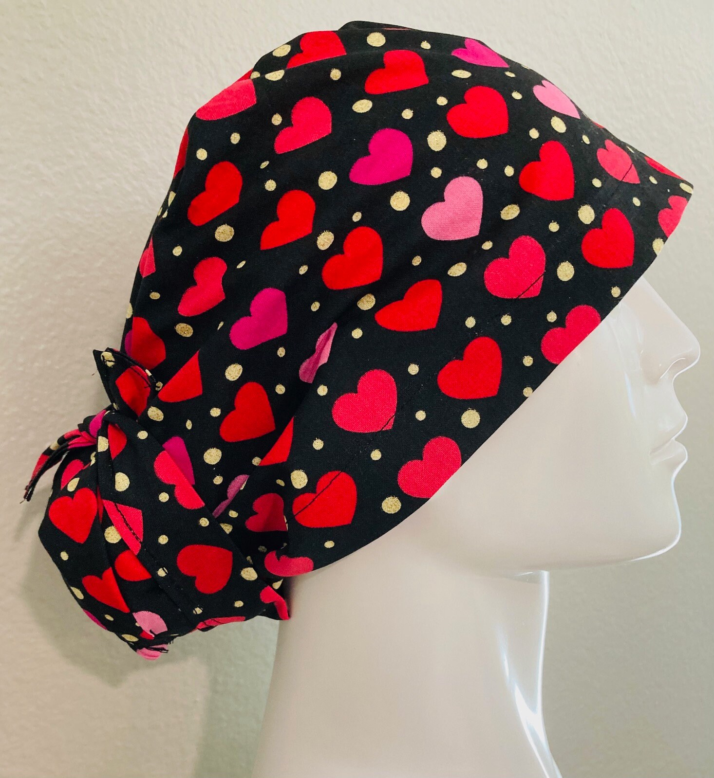Surgical Scrub Cap, Skullcap, Long Hair Bun Cap, Valentines Day - Etsy