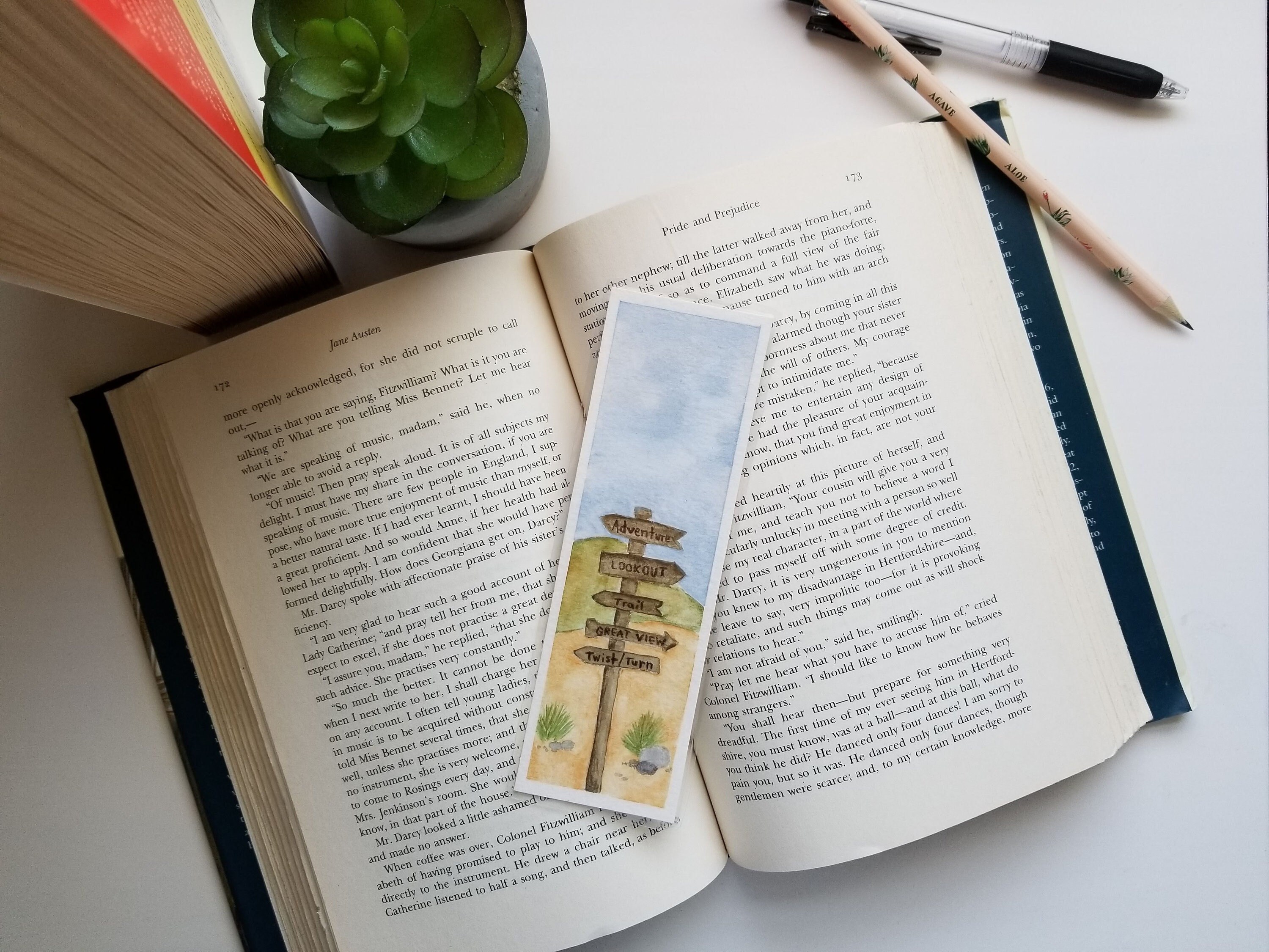 Sign-post Hand-painted Watercolor Bookmark (laminated) Great, Cute Gift ...